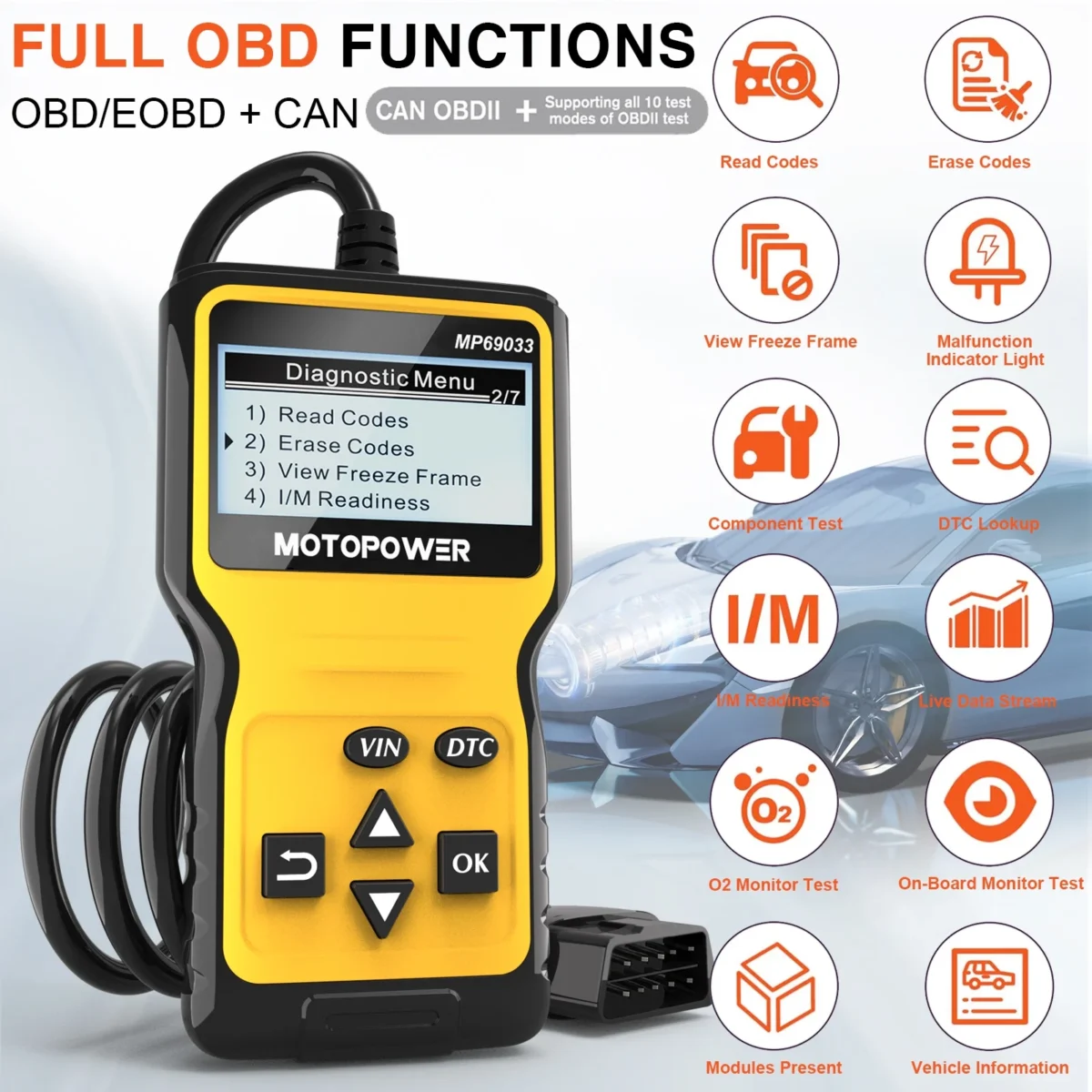 MOTOPOWER Car OBD2 Code Reader OBD2 Scanner Engine Fault Code Reader ...